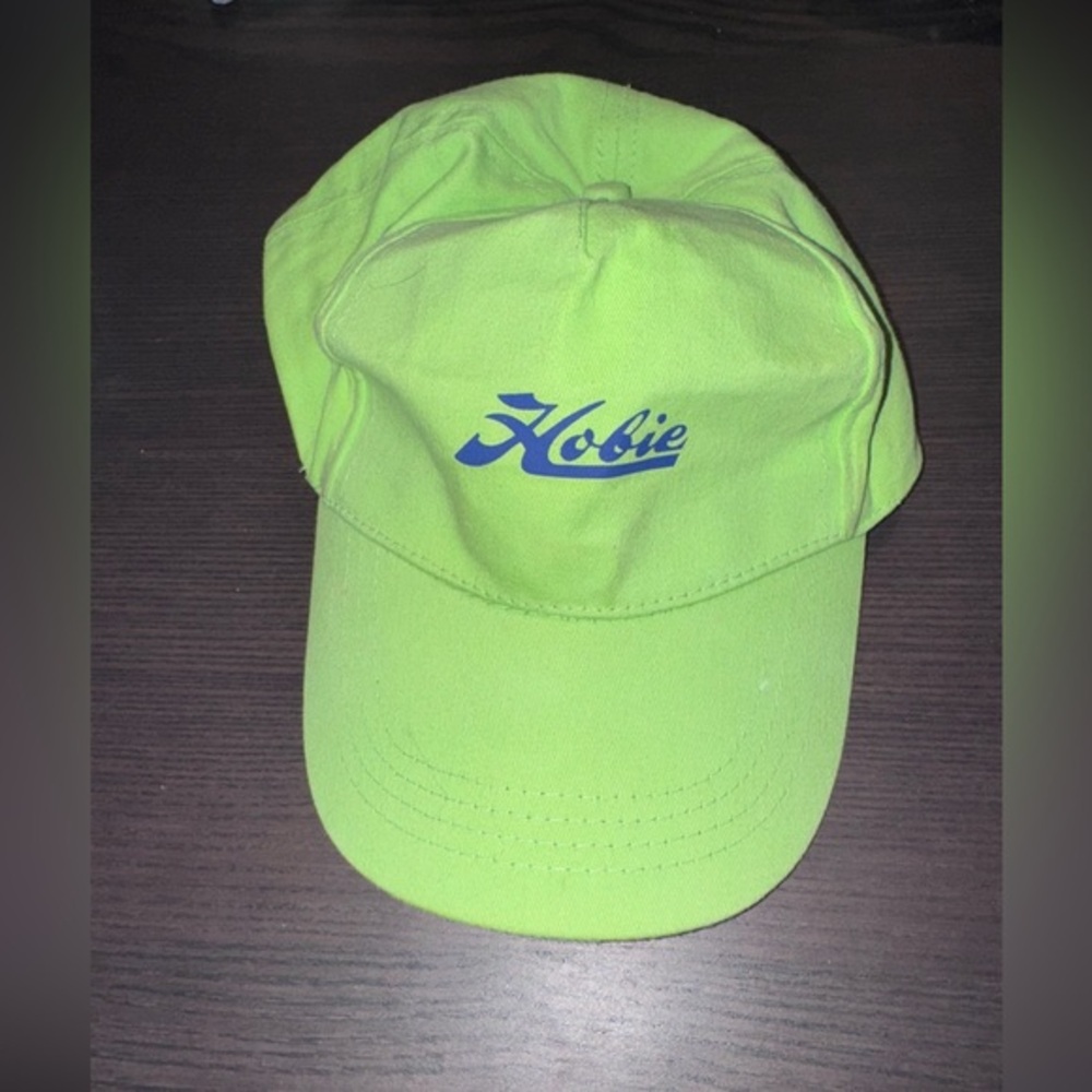 Vintage Hobie Neon Green Hat with Blue Logo - Gem